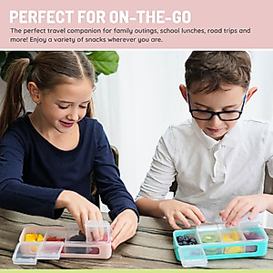 melii Snackle Box – 4 Separate Compartments with Lids, Divided Snack Container, Food Storage for Kids and Adults, Arts & Crafts, Beads, BPA-Free, Pink