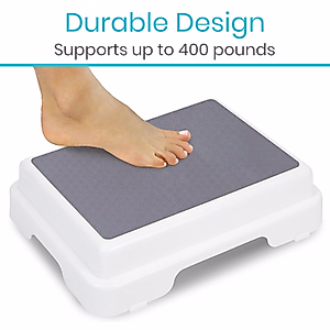 Vive Bath Shower Step Stool (4.5") - Slip Resistant, Stackable, Indoor/Outdoor - Safety Stepping Stool Bathroom Aid for Handicap, Elderly, Seniors, Bathtub, High Beds, Kitchens - Nonslip