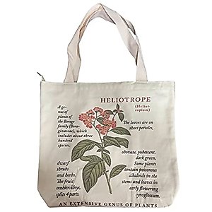 Floral Canvas Tote Bag Botanical Shopping Bag Aesthetic Flower Tote Bag Canvas Grocery Bag for Women Trendy Tote
