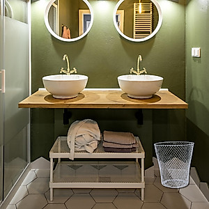 BOSS CLASS BCL Wire Mesh Round Waste Basket, 9in (White, Pack of 3) Lightweight Trash Can Open Top Wastebasket Recycling Bins Desk Office School Garbage Cans Home Essential & Custom Storage Carrier