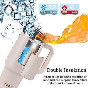 MEDA Tumbler with Lid & Straw 40oz | Leak Proof,Insulated, Reusable Travel Coffee Mug Stainless Steel | Includes Tumbler Accessories Straw Cover + Silicone Boot for Water,Iced Tea,Coffee (Rose, 40oz)