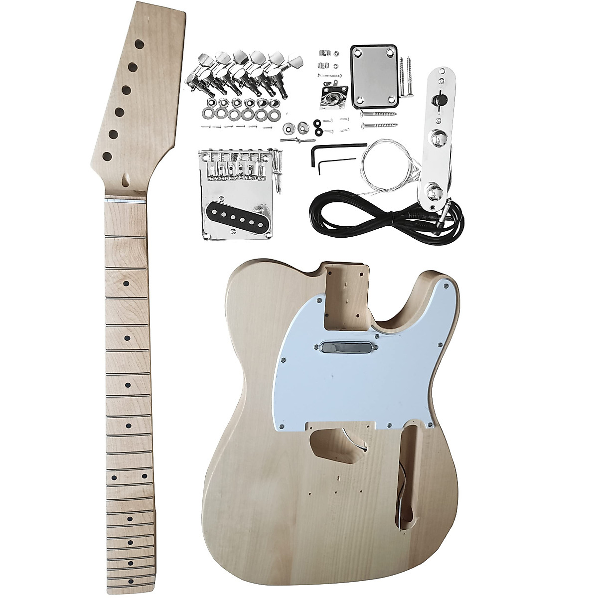 HENGYEE DIY Electric Guitar Kits 6 String Right Handed with Basswood Body maple neck & Rosewood fingerboard Chrome Hardware Build Your Own Guitar