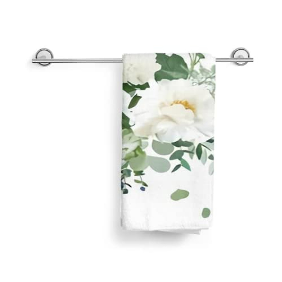 luxteen Silver Sage Green and White Flowers Hand Towels Face Towel Soft Thin Guest Towel Portable Kitchen Tea Towels 16x30 inchs Dish Washcloths Bath Decorations Housewarming Gifts