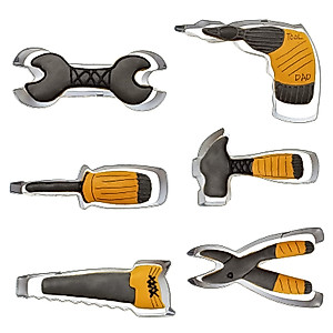 Mini Construction Tools Cookie Cutters Set of 6 pcs, Stainless Steel Mini Hardware Tools Series Shaped Fondant Baking Molds For Father's Day