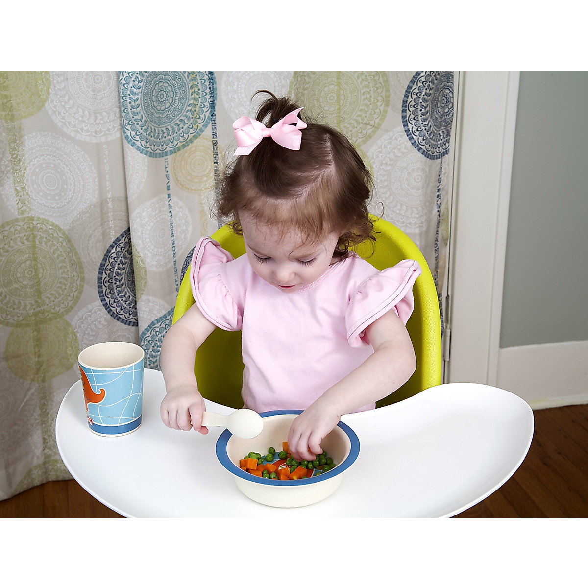 Nuby 2 Piece Bamboo Printed Bowl, Colors May Vary