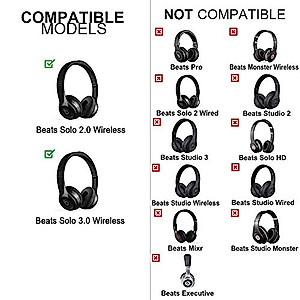 Replacement Memory Foam Ear Pads for Beats Headphones, Leather-Covered Ear Cushions Compatible for Solo 2 & 3 Wireless On-Ear Headphones (White)