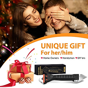 Silicone Caulking Tool Caulk Remover 3 in 1 - Upgraded Grout Removal Tool Kit Smooth Caulk for Bathroom Tub Shower Window Floor Glue Trowel Paint Scraper Stocking Stuffers Tools Gifts for Men Wome