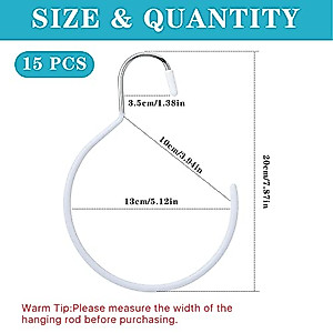 Aemygo Scarf Ring Hangers, 15 Pcs Non-Slip Belt Rack Tie Hanging Hooks Closet Accessories Scarf Organizer Storage Holders for Ties Scarves Belts Tank Tops Pashminas (White)