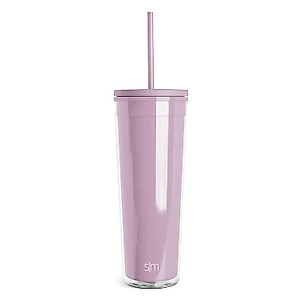 Simple Modern Plastic Tumbler with Lid and Straw | Reusable BPA Free Iced Coffee Cups Double Wall Smoothie Cup | Gifts for Women Men Him Her | Classic Collection | 24oz | Lavender Mist