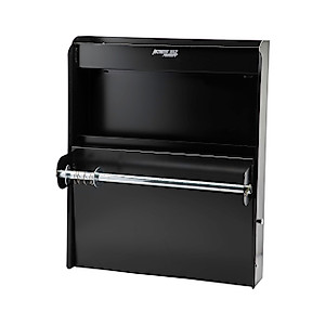 Extreme Max 5001.6037 Aluminum Work Station Storage Cabinet w/Flip-Out Work Tray & Paper Towel Rack Organizer for Enclosed Race Trailer, Shop, Garage, Storage - Black