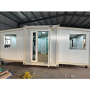 Prefabricated Modular Home with 2 Bedrooms, 1 Kitchen with Well furnished, 1 Bathroom with Exhaust Fan, 1 Living Room with Windows and Glass Doors, Sections