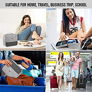 PKQP First Aid Bag, Empty Medical Supplies Organizer Bag Trauma Kit for Traveling Hiking Camping Backpacking Cycling, Gray