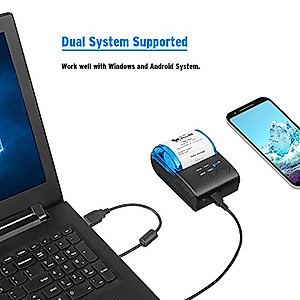 MUNBYN 58mm Bluetooth Receipt Printer, Mobile Wireless Receipt Printer Large Paper Warehouse BT 4.0 Thermal Printer, Portable 58mm Personal Bill POS Receipt Printer, for Android Windows, Do not Square