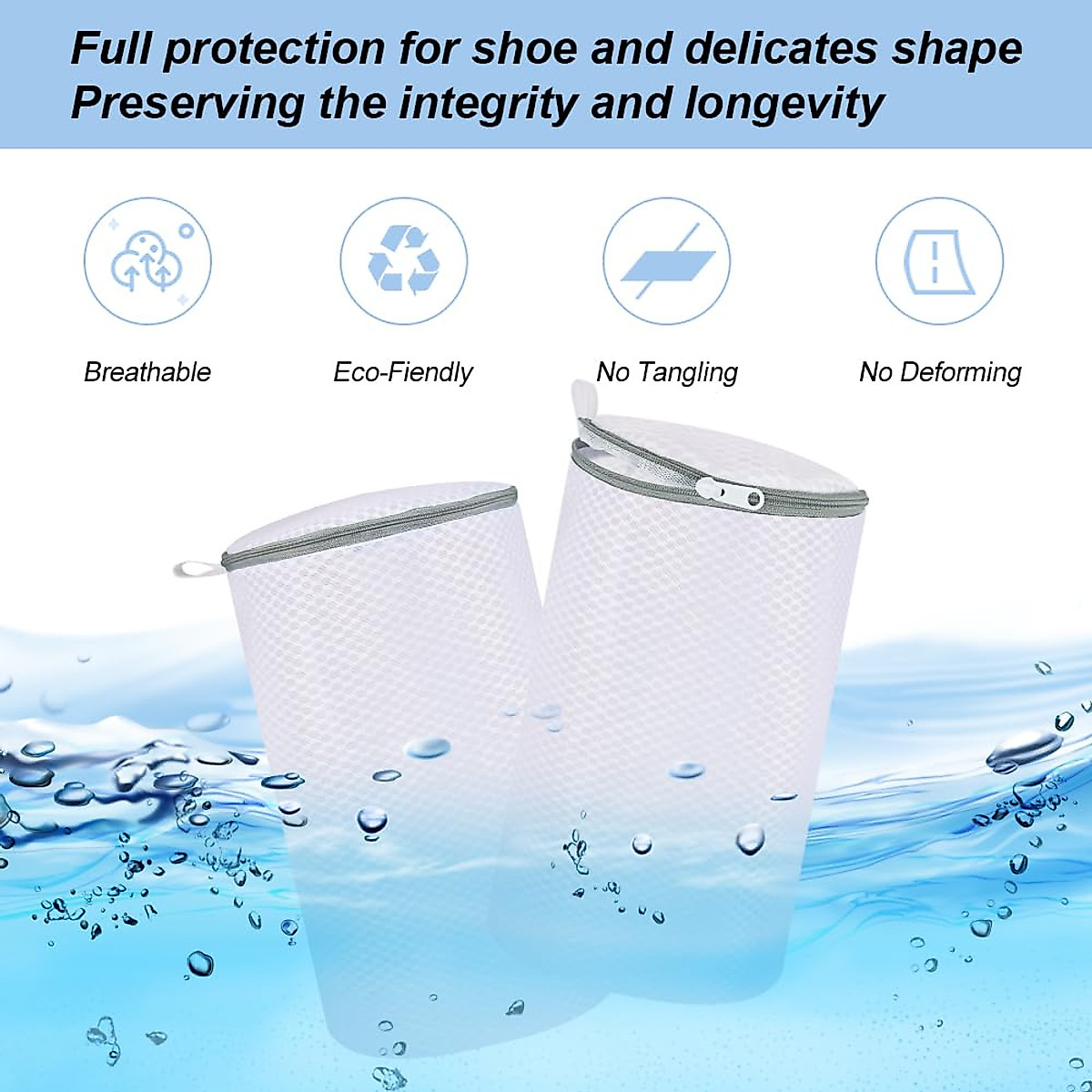 Vivifying Shoe Washing Machine Bag, 2 Pack Honeycomb Mesh Shoe Laundry Bag with Zipper for Sneakers, Running Shoes, Sock, Bras, Delicates and Toys