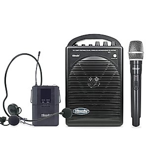 Hisonic HS122BT-HL Portable and Rechargeable PA System with Dual UHF Wireless Microphones & Bluetooth Connection