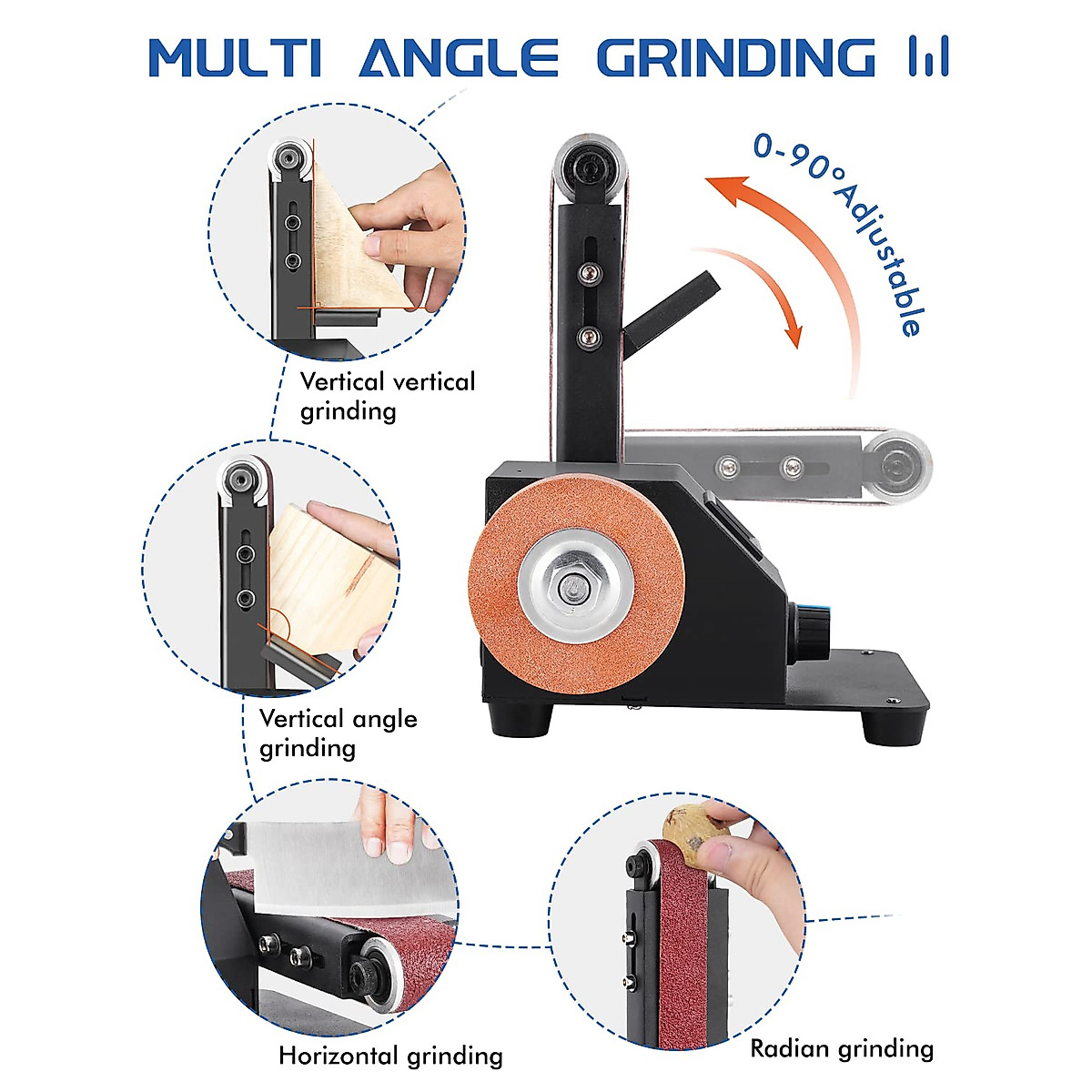 Mini Electric Belt Sander DIY 1.2x15in Electric Belt Sander for Knife Making Knife Sharpening Belt Sander Adjustable Speed with 15PCS Abrasive Belt for Wood Metal Knife Leather