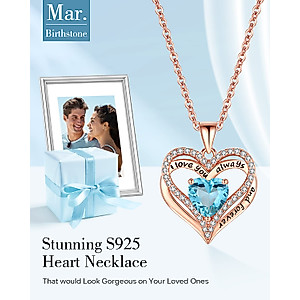 S925 Sterling Silver Necklace for Women, Jewelry for Wife Girlfriend Anniversary, Mom Birthday Christmas Gifts Necklaces, Daughter Heart Love Jewel, Gift for Her, Mar