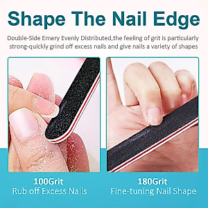 Nail File and Polishing Buffer Block Set,2pcs 4 Way Nail Buffing,Polish Nail Surface Shine Nail,Remove ridegs & 10pcs Double Sided 100/180 Grit Nail File Emery Board Filer,Nail Care Tools