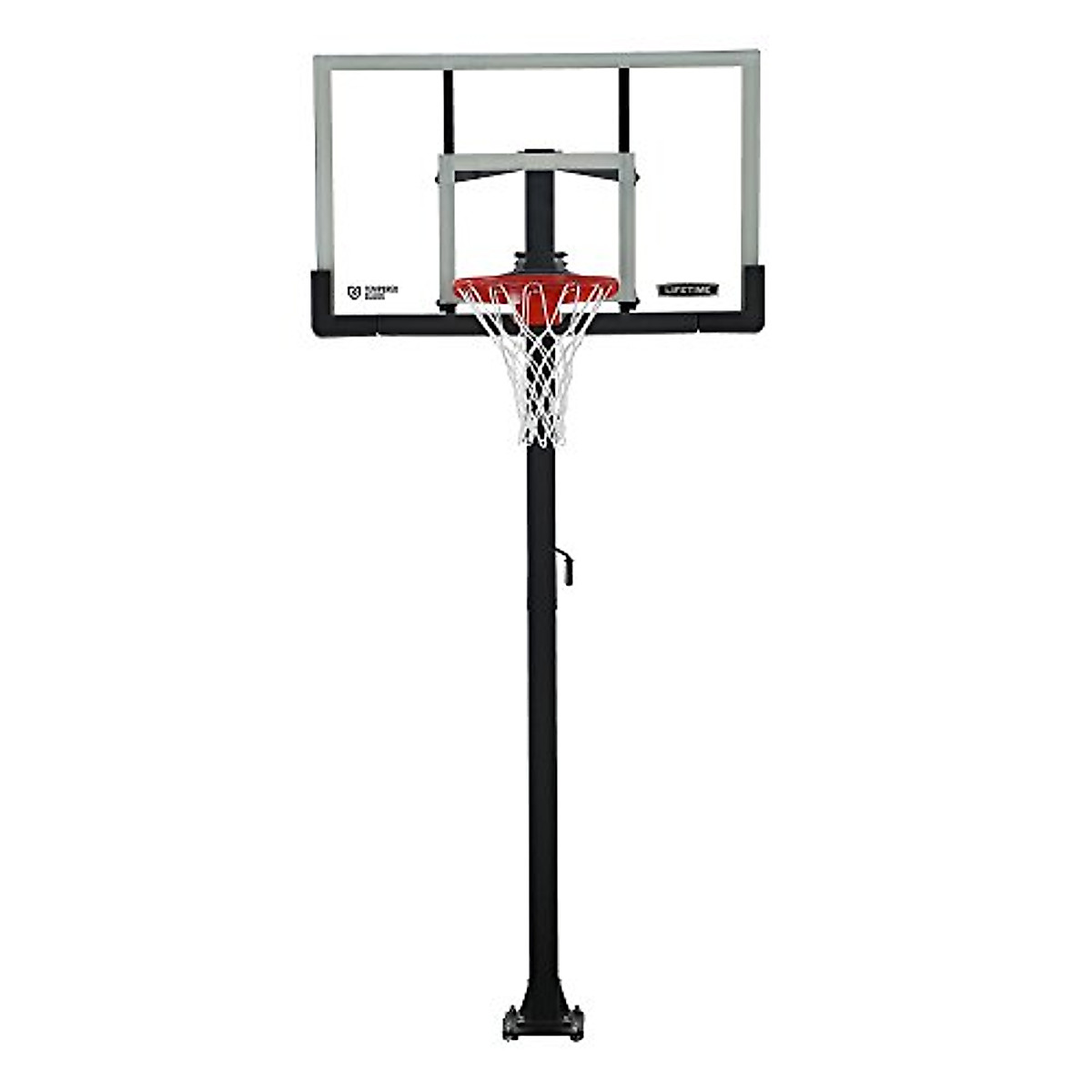 Lifetime Crank Adjust In Ground Basketball Tempered Glass Backboard, 54", Clear and Spalding Street Outdoor Basketball 29.5"