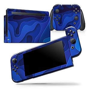 Design Skinz - Compatible with Nintendo Switch OLED Console Bundle - Skin Decal Protective Scratch-Resistant Removable Vinyl Wrap Cover - 3D Blue Abstract Paper Cuts V1