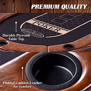 Barrington Charleston 10 Player Folding Poker Table, Oval Card Table, Casino Style Tournament Poker Table with Padded Rails and Cup Holders