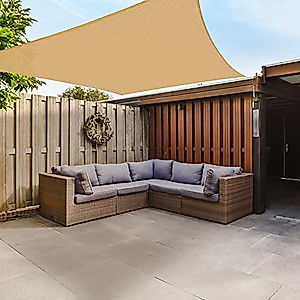 LAUREL CANYON 10' x 10' Sun Shade Sail Square Rectangle UV Bloack Patio Canopy for Outdoor Lawn Garden, Yellow Color