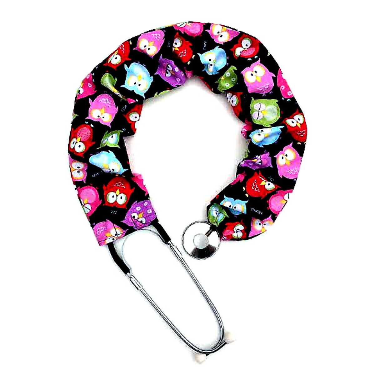 Stethoscope Covers Handmade Variety Patterns Colors 100% Cotton Scrunchie (Red Blue Pink Owl)