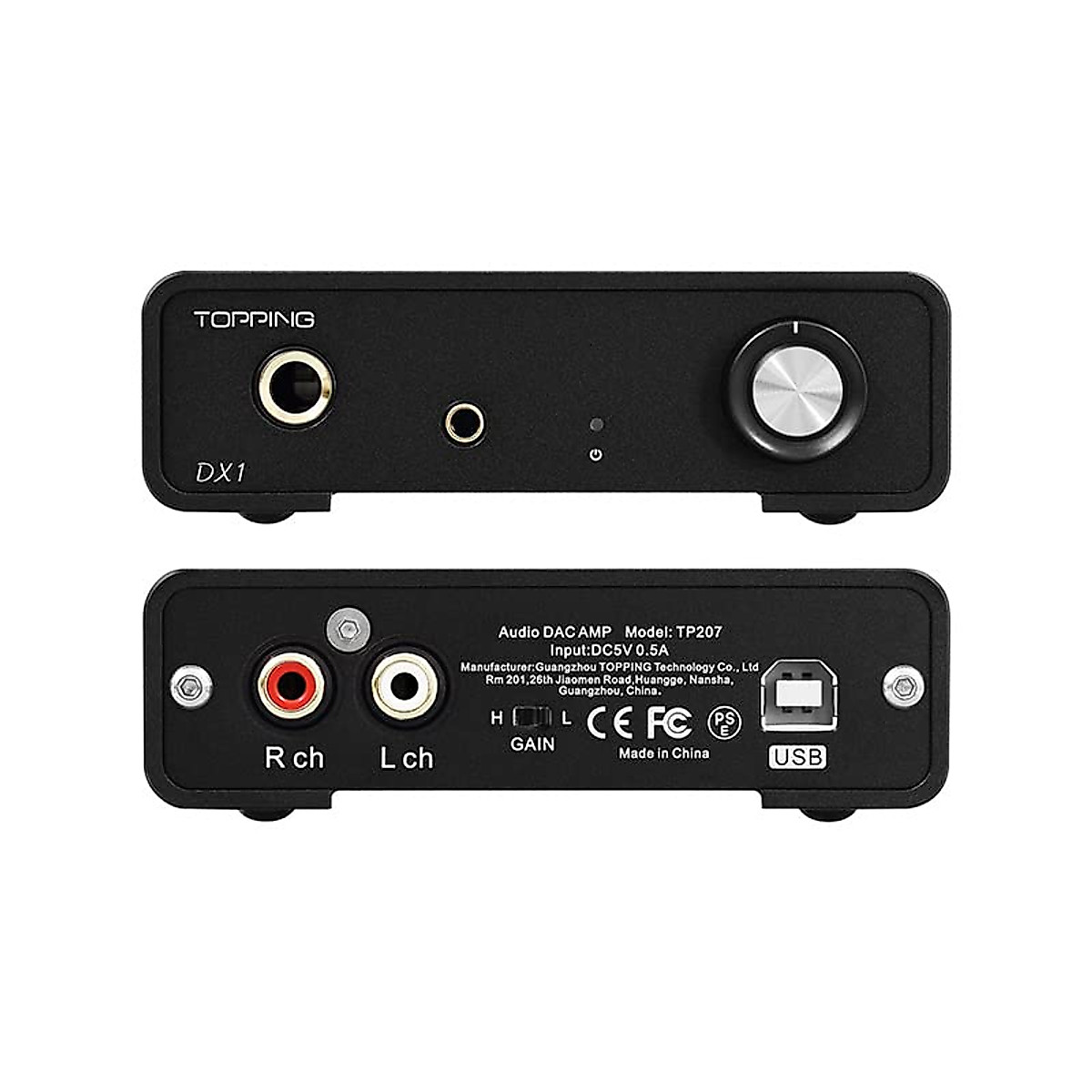 Topping DX1 Decoder AK4493S XU208 DAC&Headphone Amplifier Support up to DSD256 PCM384 Mini DAC(Black)