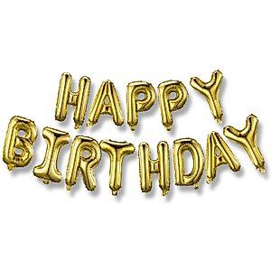 Happy Birthday Aluminum Foil Banner Balloons for Birthday Party Decorations and Supplies (Gold)