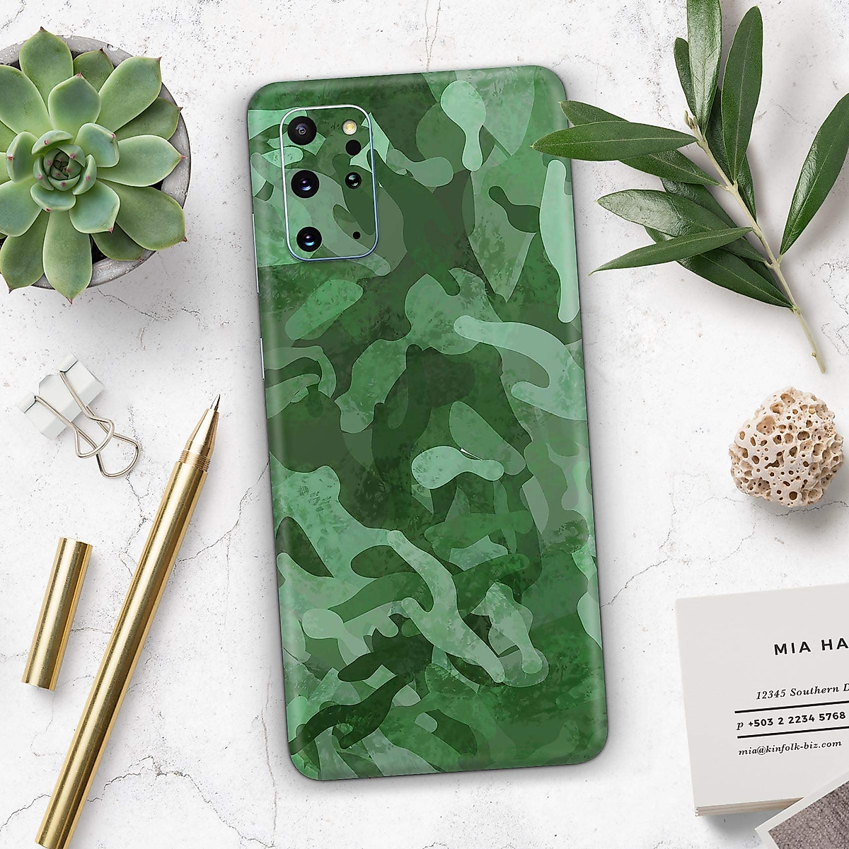 DesignSkinz Desert Green Camouflage V2 Protective Vinyl Decal Wrap Skin Cover Compatible with The Samsung Galaxy S20 (Screen Trim & Back Glass Skin)