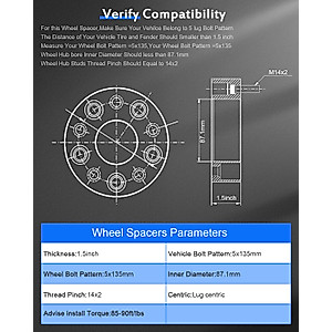 ECCPP 4X 5x135 Wheel Spacers 5 Lug 1.5" 5x135mm to 5x135mm for Ford Expedition for Ford F150 for Navigator Wheel Spacer with 14x2 Studs