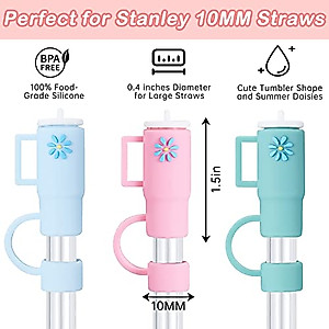 5PCS Straw Cover Cap for Stanley Cup, Silicone Straw Topper fit Stanley 30&40 Oz Tumbler with Handle, 10mm Drinking Straw Tip Covers for Stanley Cups Accessories. (Color 1)
