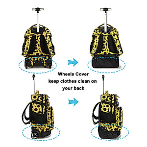 Tilami Rolling Backpack 18 inch Wheeled Backpack School College Student Travel Trip Boys and Girls