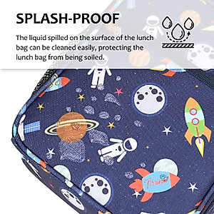 Tirrina Insulated Lunch Box for Men Women, Portable Thermal Small Lunch Bag for Office Work Picnic, Reusable Compact Lunchbox Cooler Tote for Adults, Space Pattern