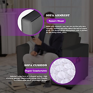 TYBOATLE Accent Chair, 38.58" W Mid-Century Modern Linen Fabric Tufted Living Room Chair, Comfy Upholstered Reading Club Arm Chairs for Living Room, Bedroom, Office (Dark Grey)