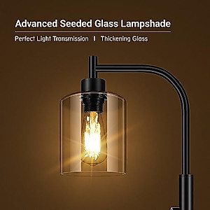 BoostArea Dimmable Floor Lamp, Standing Lamp with Glass Lampshade, 6W LED Bulb Included, Modern Floor Lamp, Industrial Floor Lamp, Bright LED Floor Lamp for Living Room and Bedroom, Office