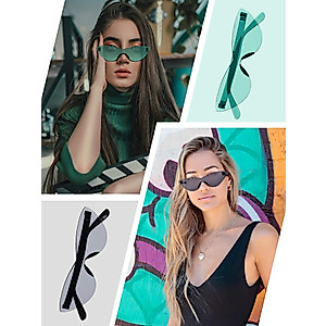 Weewooday 15 Pairs Candy Colored Rimless Sunglasses Cat Eye Colored Transparent Sunglasses for Women Men