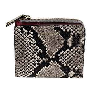 kate spade new york Eva Exotic Snake L-Zip Small Bifold Wallet (Grey, Black, Creme)