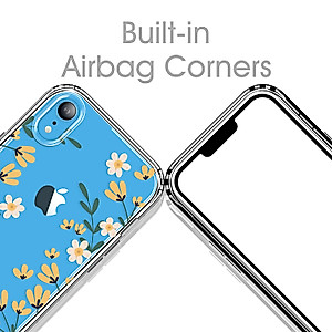 GYZYA for iPhone XR Case Clear with Floral Design, Cute Protective Slim TPU Bumper + Shockproof Non Yellowing Back Cover for Women and Girls (Little Flowers/Yellow)