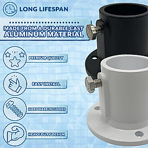 Poolzilla 1-Pack Deck Anchor Flange in White, Diameter of 1 1/2", Made of High Grade Cast Aluminum