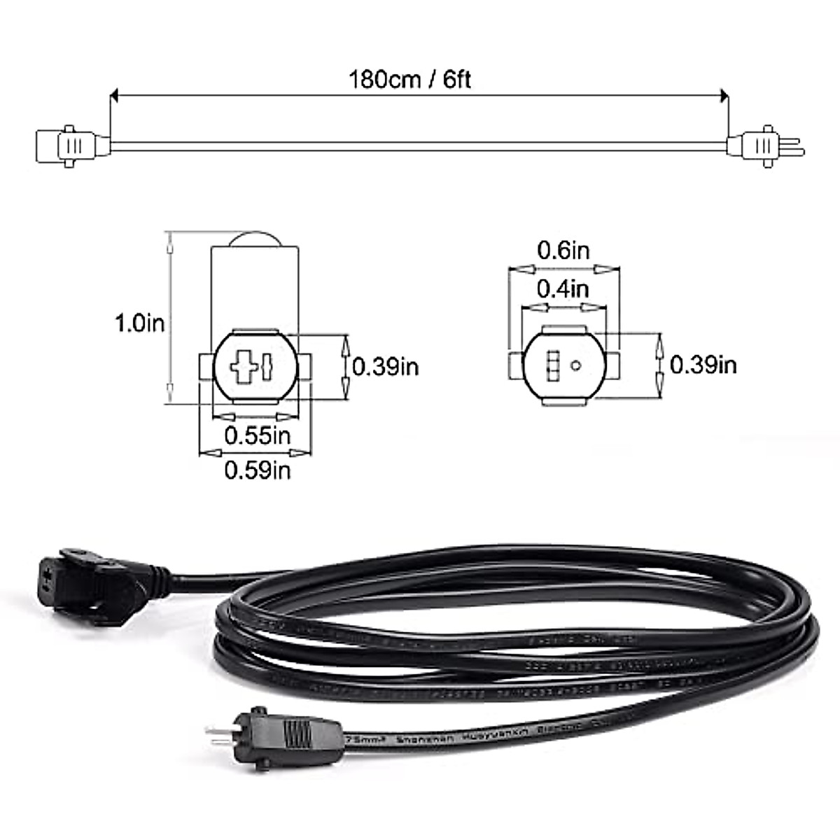 Sopito 6.6 Feet (2 M) Extension Cord for Lift Chair or Power Recliner, Replacement Power Supply Cable for Okin Limoss Lazboy Pride Catnapper etc