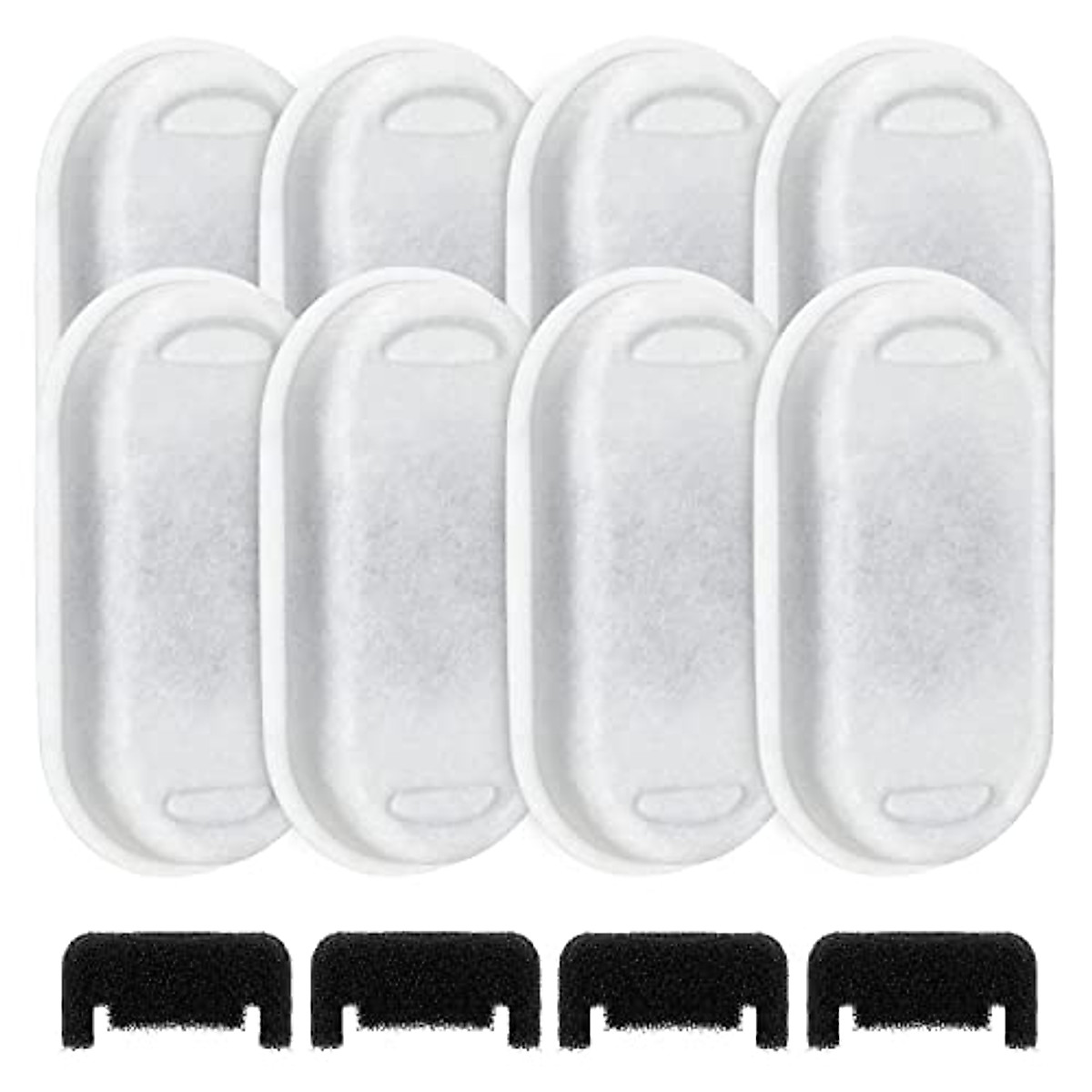 Ciays Cat Water Fountain Replacement Filters & Replacement Pre-Filter Sponges for 65oz/1.8L Automatic Pet Fountain Cat & Dog Water Dispenser, White (CIPS65OZ)