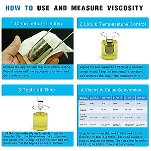 Viscosity Cup No. 1 to No. 5 Zahn Cup, Viscometer Dip Type 44ml Viscosity Cup Kit w/Bracket for Paint Sprayer, Stainless Steel Flow Cup for Oil Paint Finishes Honey Sauce