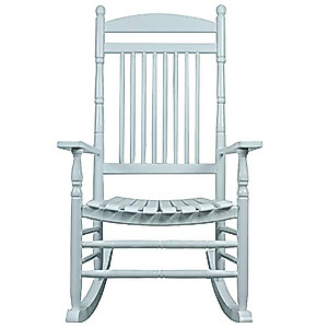 Caymus Solid Hardwood Outdoor Rocking Chair Country Plantation Porch Rocker Provide Comfortable Seating on Patio or Deck (Chair, White)