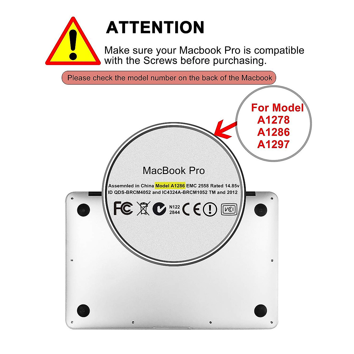 CCYO Replacement Screws 10 Sets for MacBook Pro 13" 15" 17" A1278 A1286 A1297 2009-2012, 10 PCs Bottom Back Case Cover Computer PC Screw