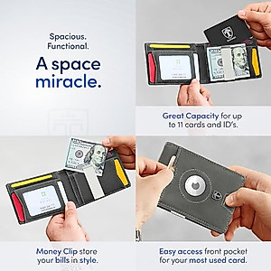 TRAVANDO AirTag* Wallet Mens Wallet with Money Clip Air Tag Wallet Card Holder RFID Blocking Bifold Gifts for Men