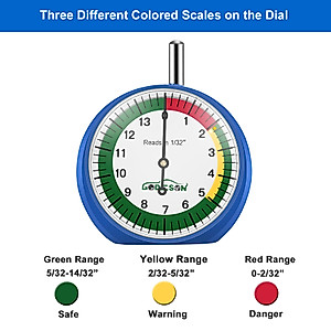 GODESON Dial Type Tire Tread Depth Gauge 88703 Professional for Motorcycle, car,Truck and Bus