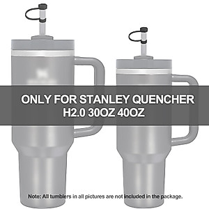 DUNLAGUE Silicone Spill Stopper Set for Stanley Cup 2.0 30oz & 40oz with Straw Cover (Set of 4, Black)