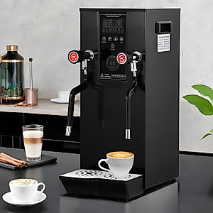 Commercial Milk Frother | 12L Milk Steamer Machine | 110 V 2000W Milk Foamer, Steam Milk Frothing Machine For Espresso Coffee Tea Coffee Shop Dessert Shop (Black)