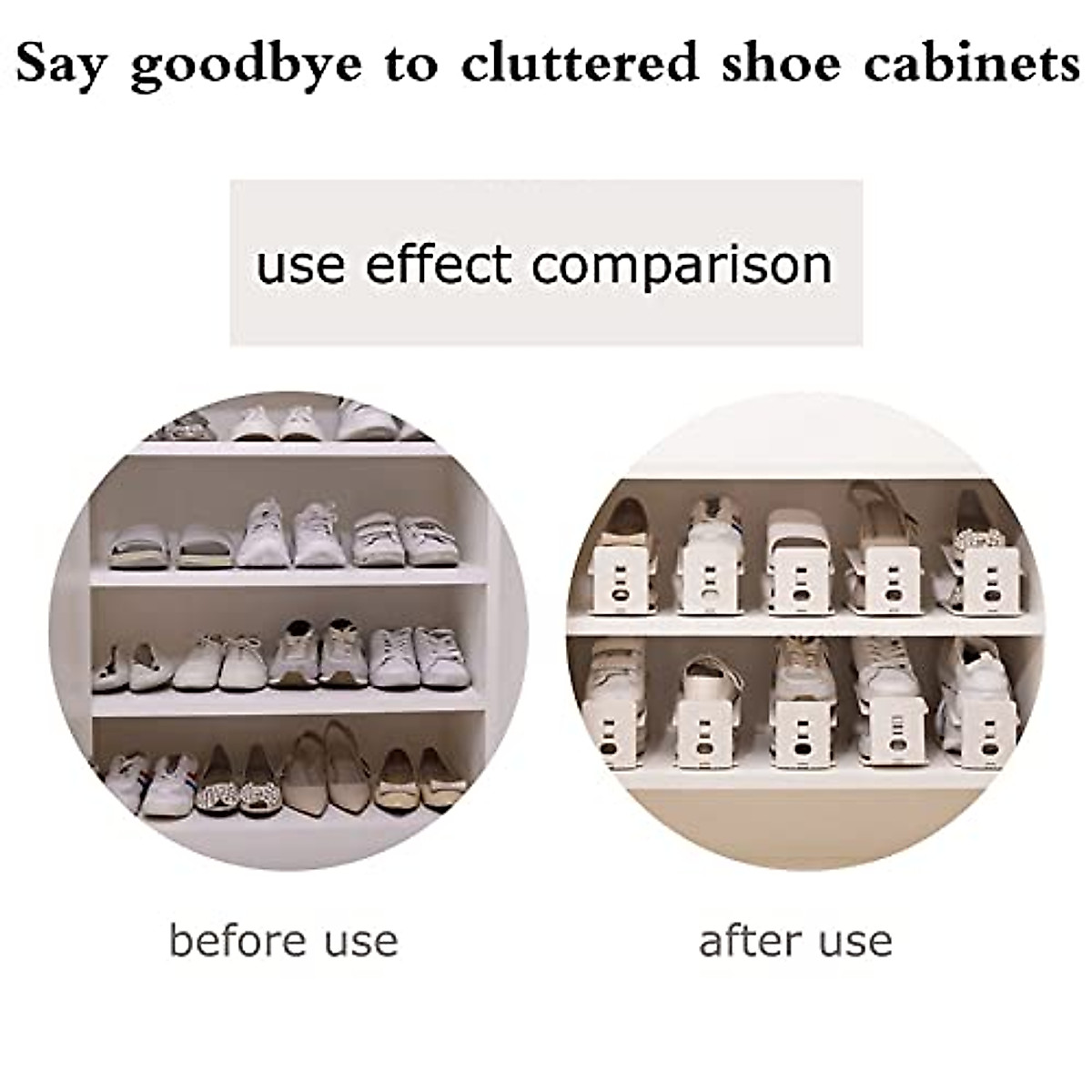 Weinu Shoe Slots Organizer Adjustable Shoe Stacker Storage Double Layer Stack Shoe Holder Space Saver (Blue)